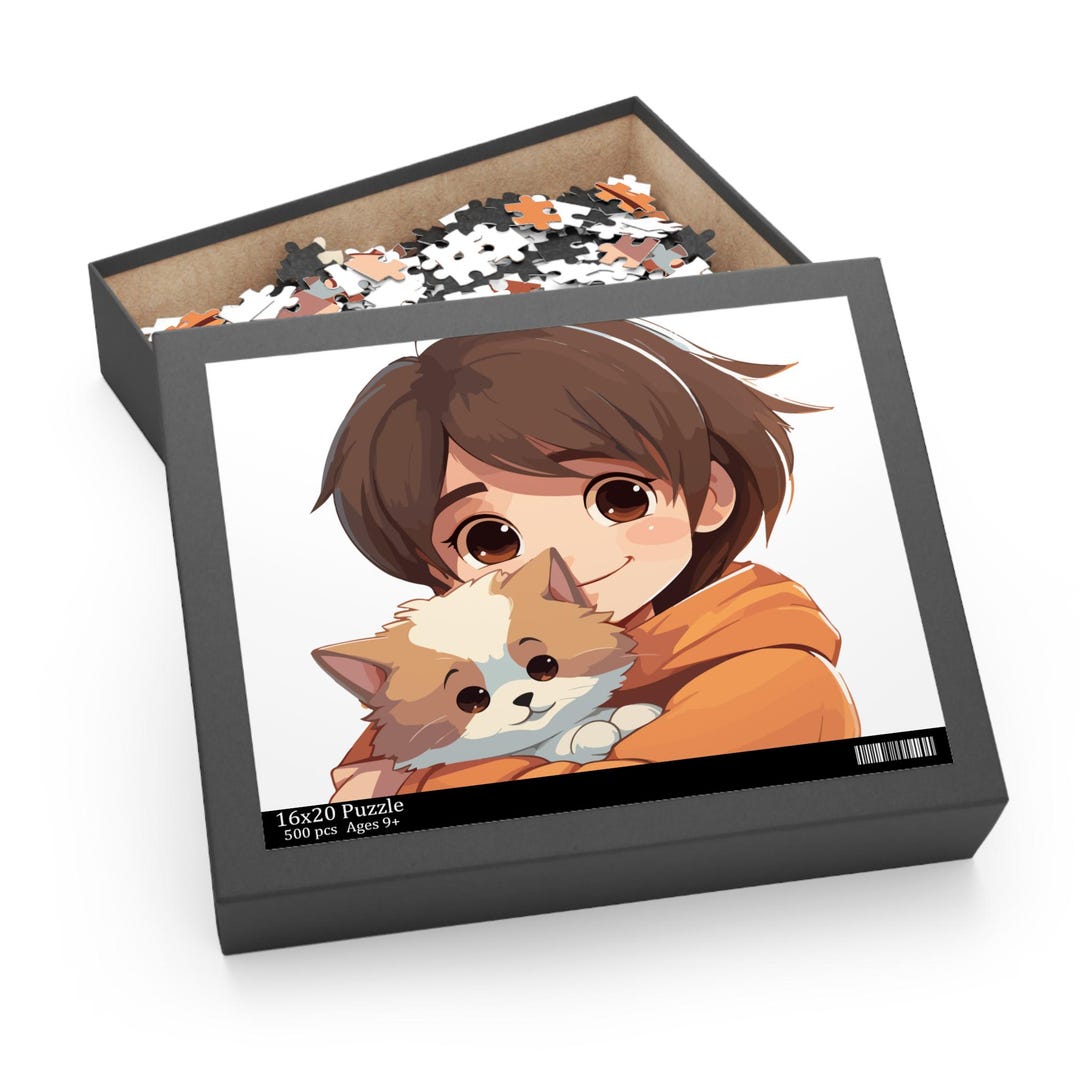 Cute Animal Puzzle With Girl and Puppy, Kids Puzzle, Family Activity ...