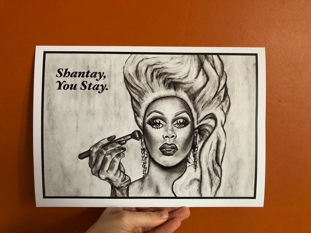 Rupaul Shantay You Stay Charcoal Drawing A4 Print - Etsy