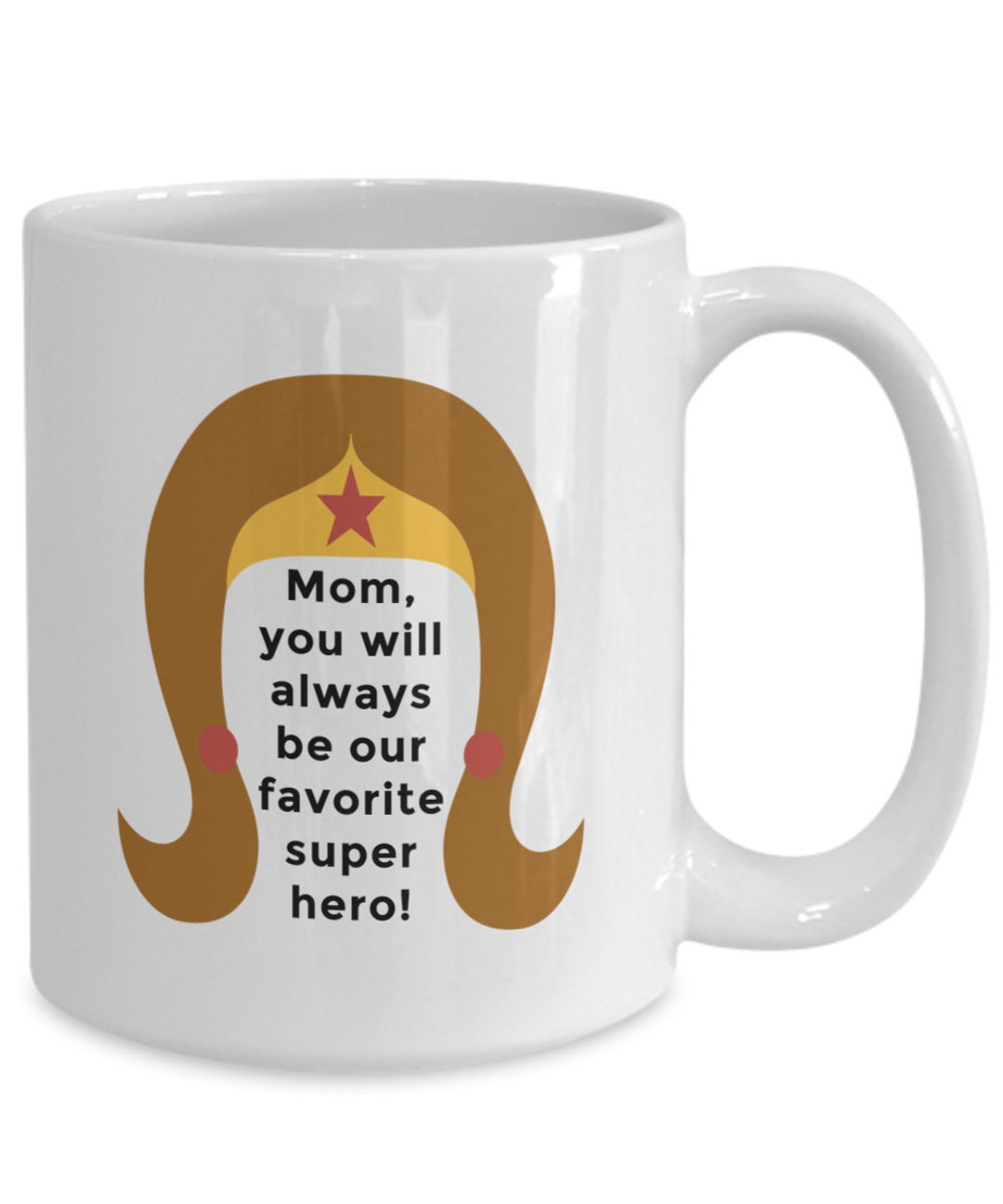 Supermom Mug Super Mom Super Mom Brown Hair Gift for Mom - Etsy