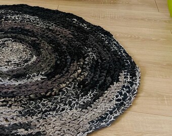 UPCYCLED DENIM RUG Round Crochet Carpet Blue Denim Rug - Etsy