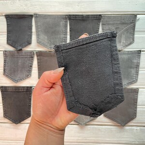 GREY DENIM POCKETS, Upcycled Detached Jeans Pockets for Diy Crafts, Set ...