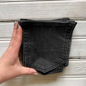 BLACK DENIM POCKETS, Upcycled Black and Dark Grey Detached Jeans ...