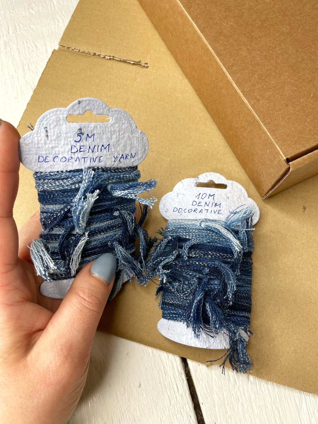 UPCYCLED DENIM YARN, 2mm Handmade String for Tags, Gift Wrapp ...