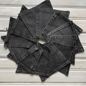 BLACK DENIM POCKETS, Upcycled Black and Dark Grey Detached Jeans ...