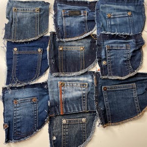 10/20/30 RECLAIMED DENIM Coin Pockets Set, Small Blue Jeans Pockets for ...