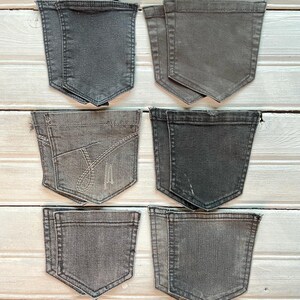 GREY DENIM POCKETS, Upcycled Detached Jeans Pockets for Diy Crafts, Set ...