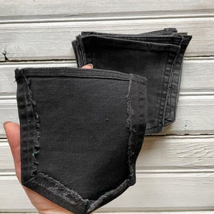 BLACK DENIM POCKETS, Upcycled Black and Dark Grey Detached Jeans ...