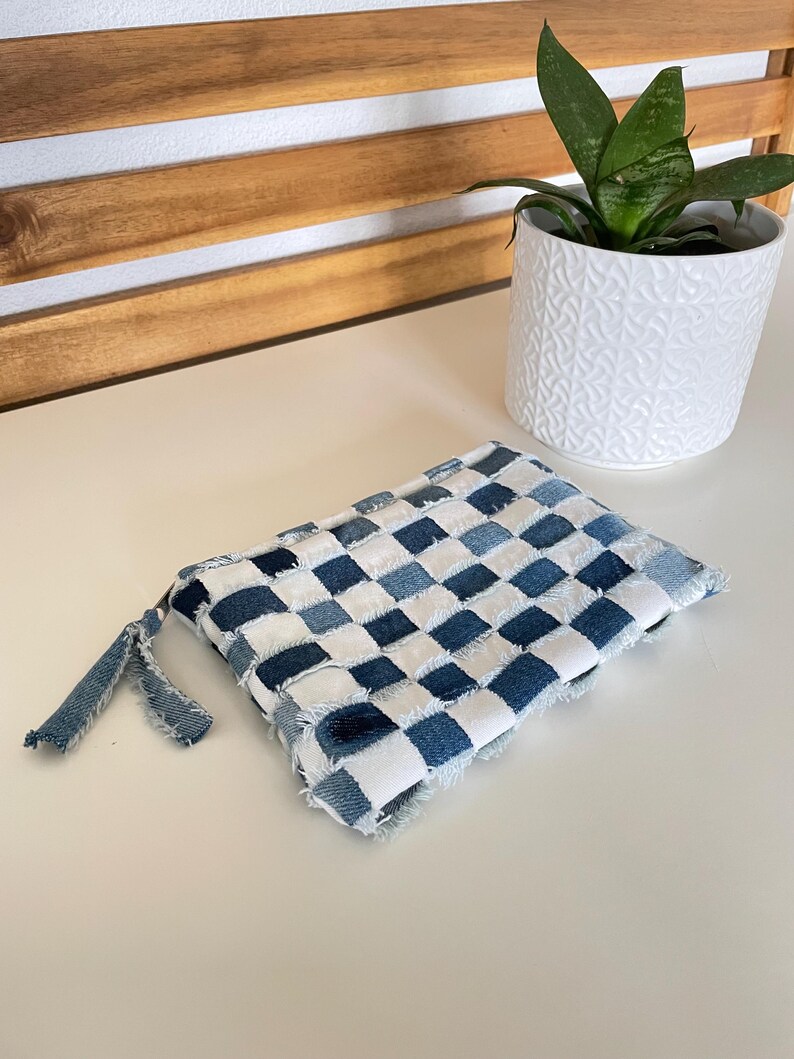ZIPPER DENIM POUCH, Small Items Sustainable Jeans Wallet, Handcrafted ...