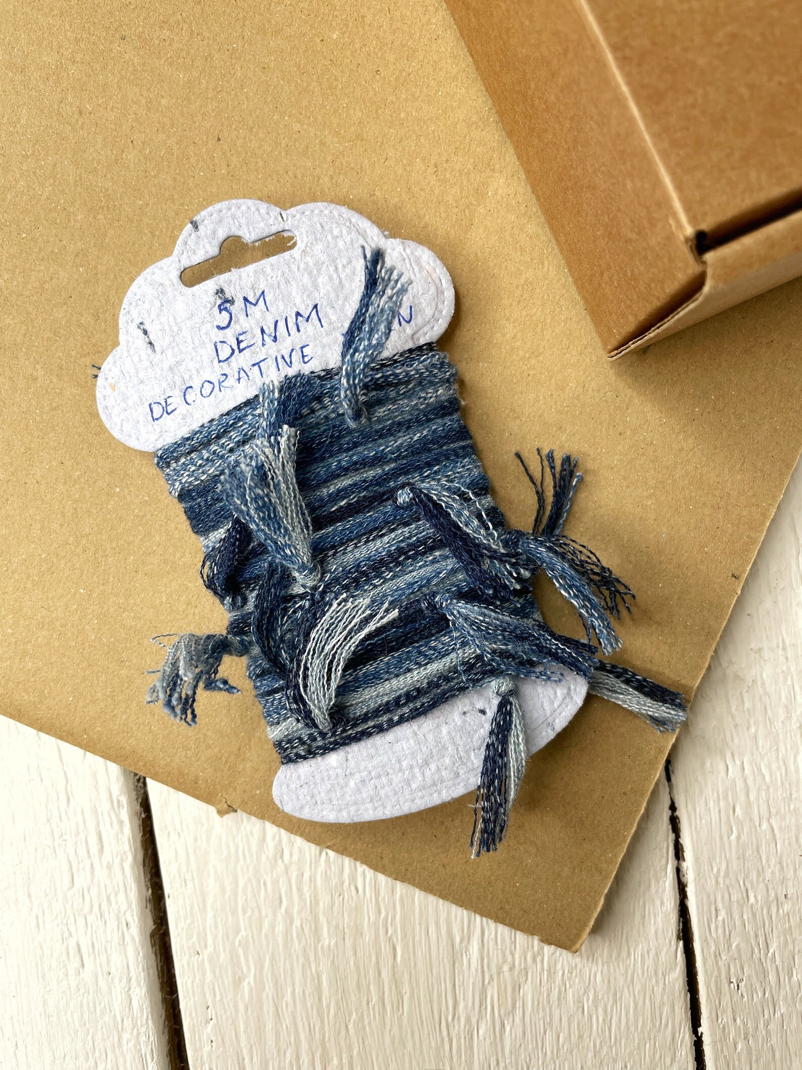 UPCYCLED DENIM YARN, 2mm Handmade String for Tags, Gift Wrapp ...