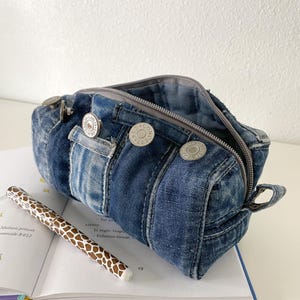 UPCYCLED PENCIL CASE, Handmade School Pencil Case, Blue Denim Clutch ...