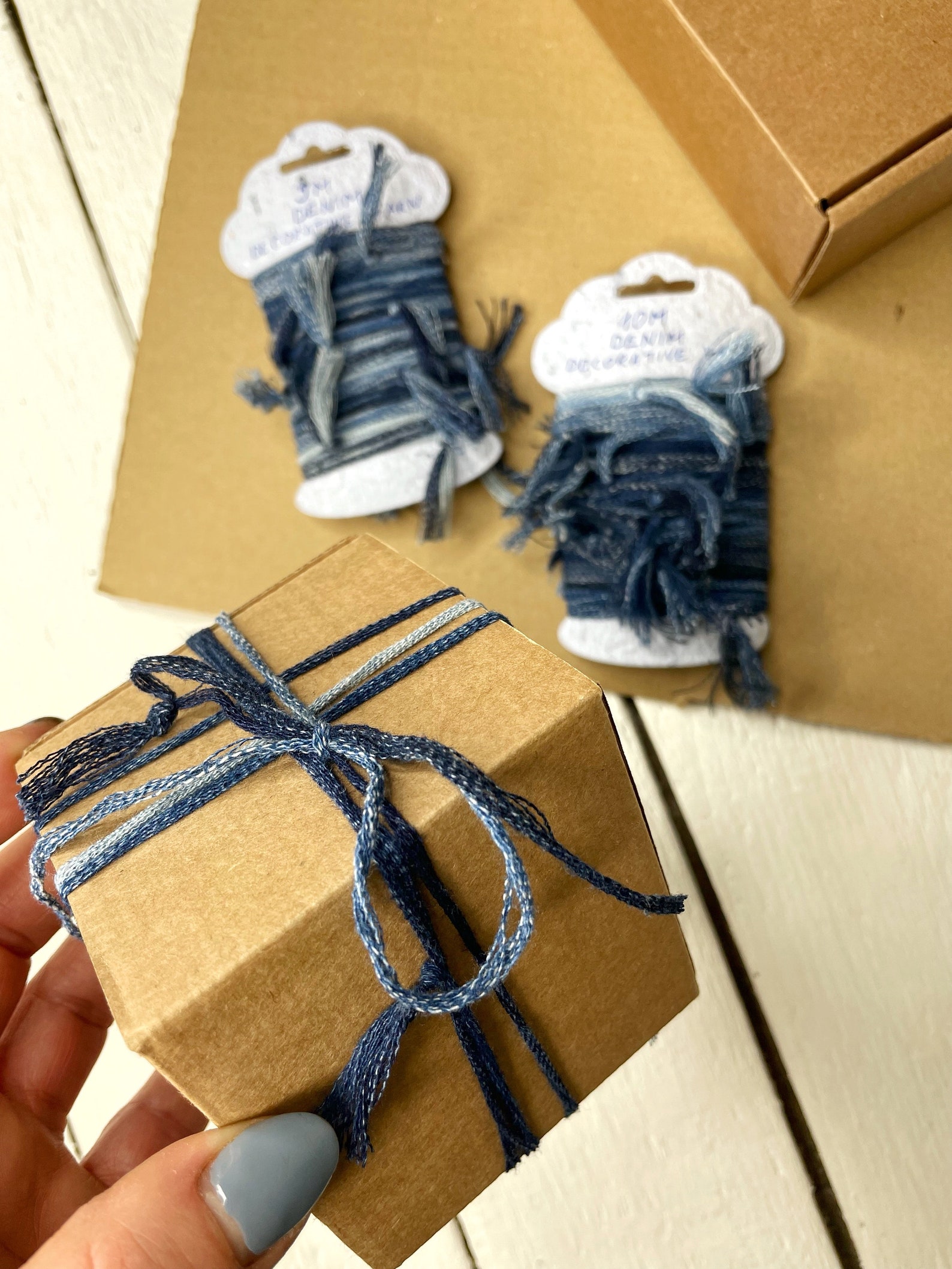 UPCYCLED DENIM YARN, 2mm Handmade String for Tags, Gift Wrapp ...