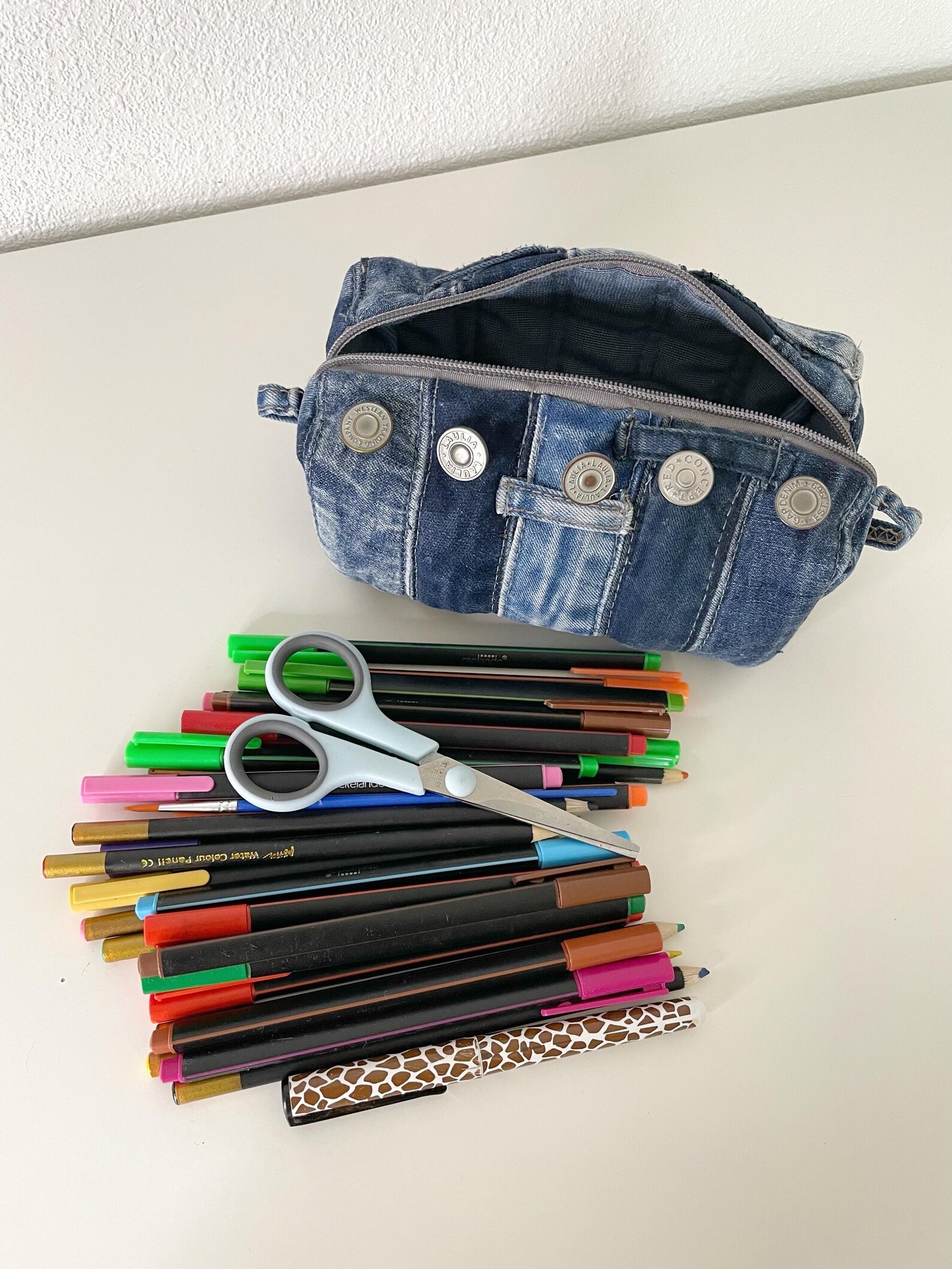 UPCYCLED PENCIL CASE, Handmade School Pencil Case, Blue Denim Clutch ...