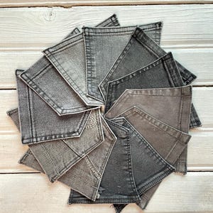GREY DENIM POCKETS, Upcycled Detached Jeans Pockets for Diy Crafts, Set ...
