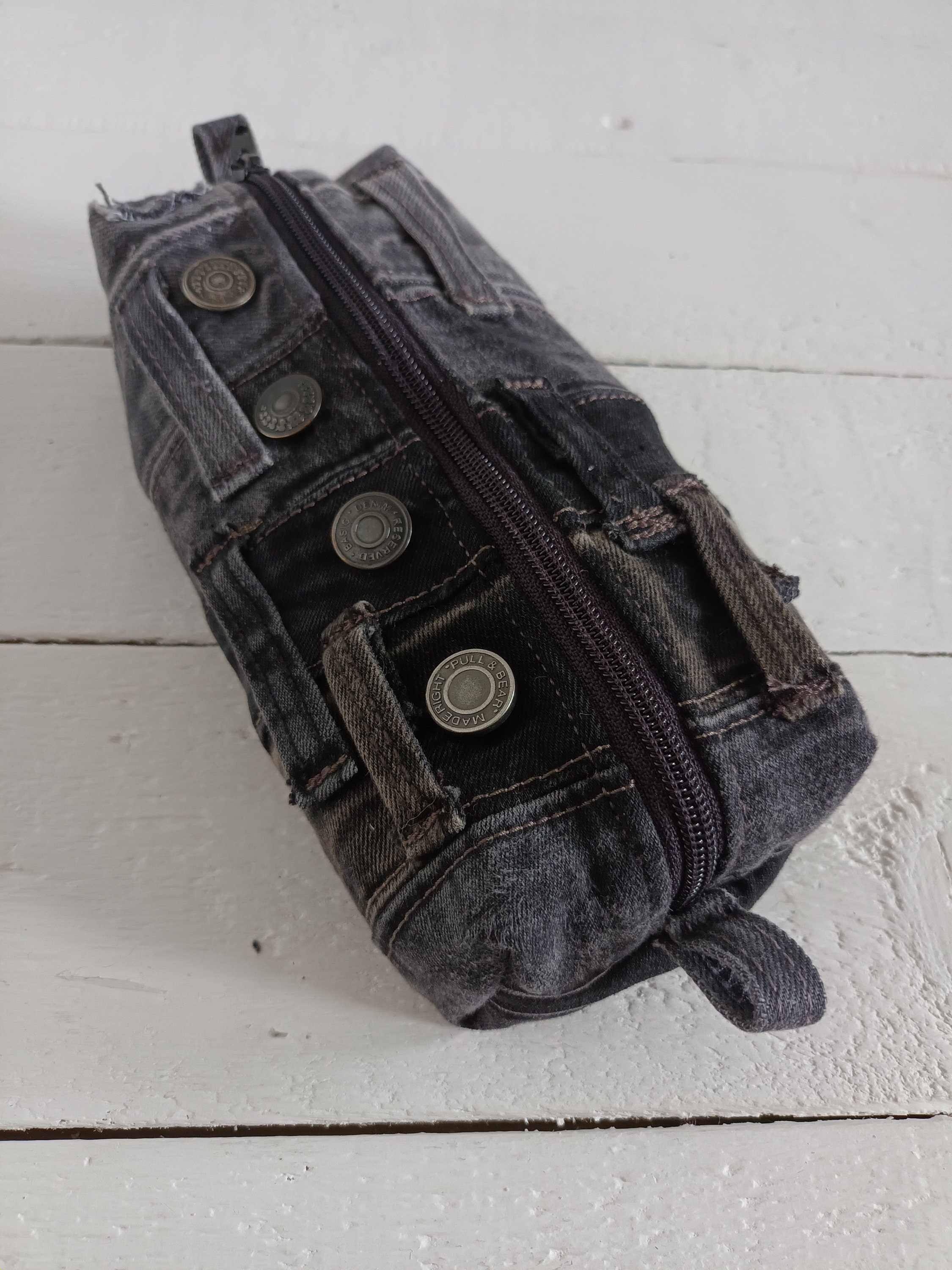 DENIM PENCIL POUCH, Denim Zipper Clutch, Upcycled Pencil Case ...
