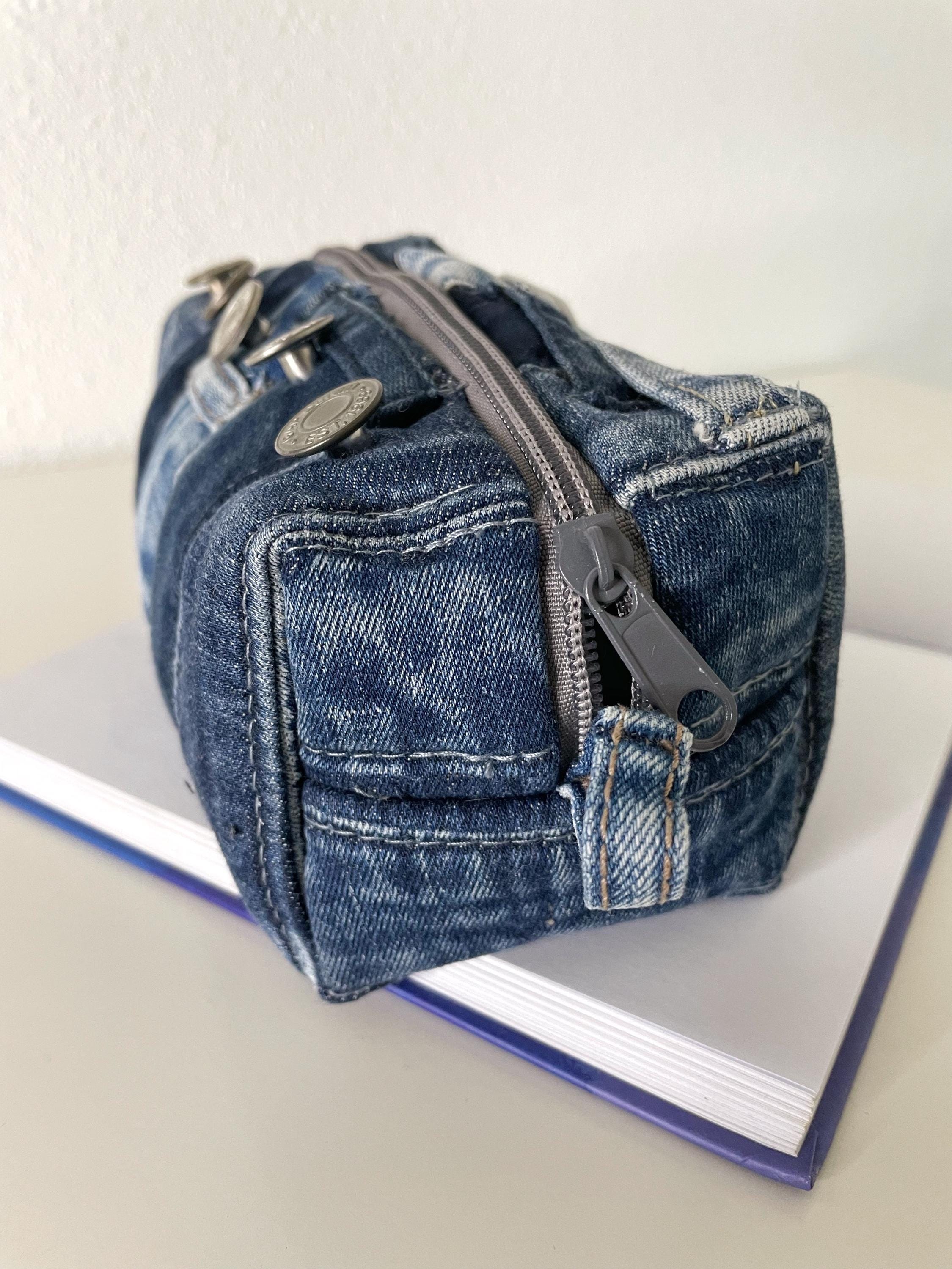 UPCYCLED PENCIL CASE, Handmade School Pencil Case, Blue Denim Clutch ...