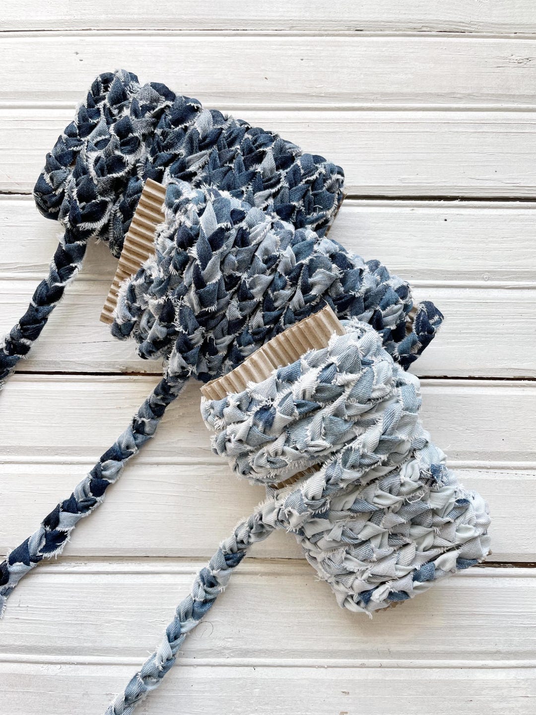 HANDMADE DENIM Braided Trim, Recycled Jean Rope for Crafts, Gift ...