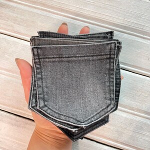 GREY DENIM POCKETS, Upcycled Detached Jeans Pockets for Diy Crafts, Set ...