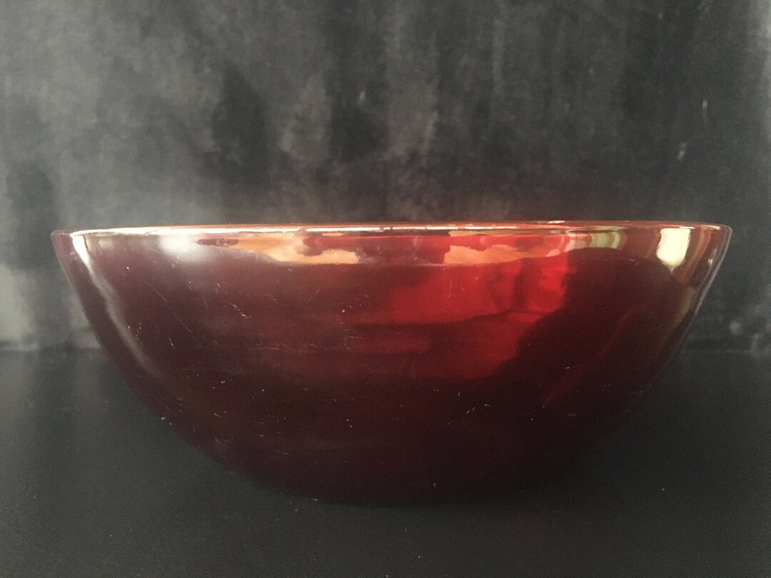 Vintage Ruby Red Glass Bowl - Etsy