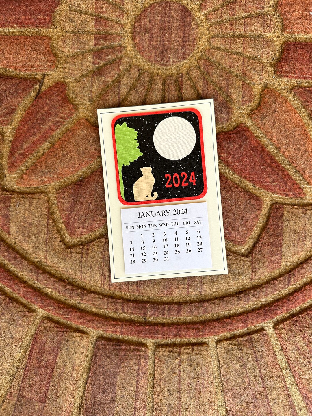 2024 Mini Magnetic Calendar Cat Gazing at Moon - Etsy