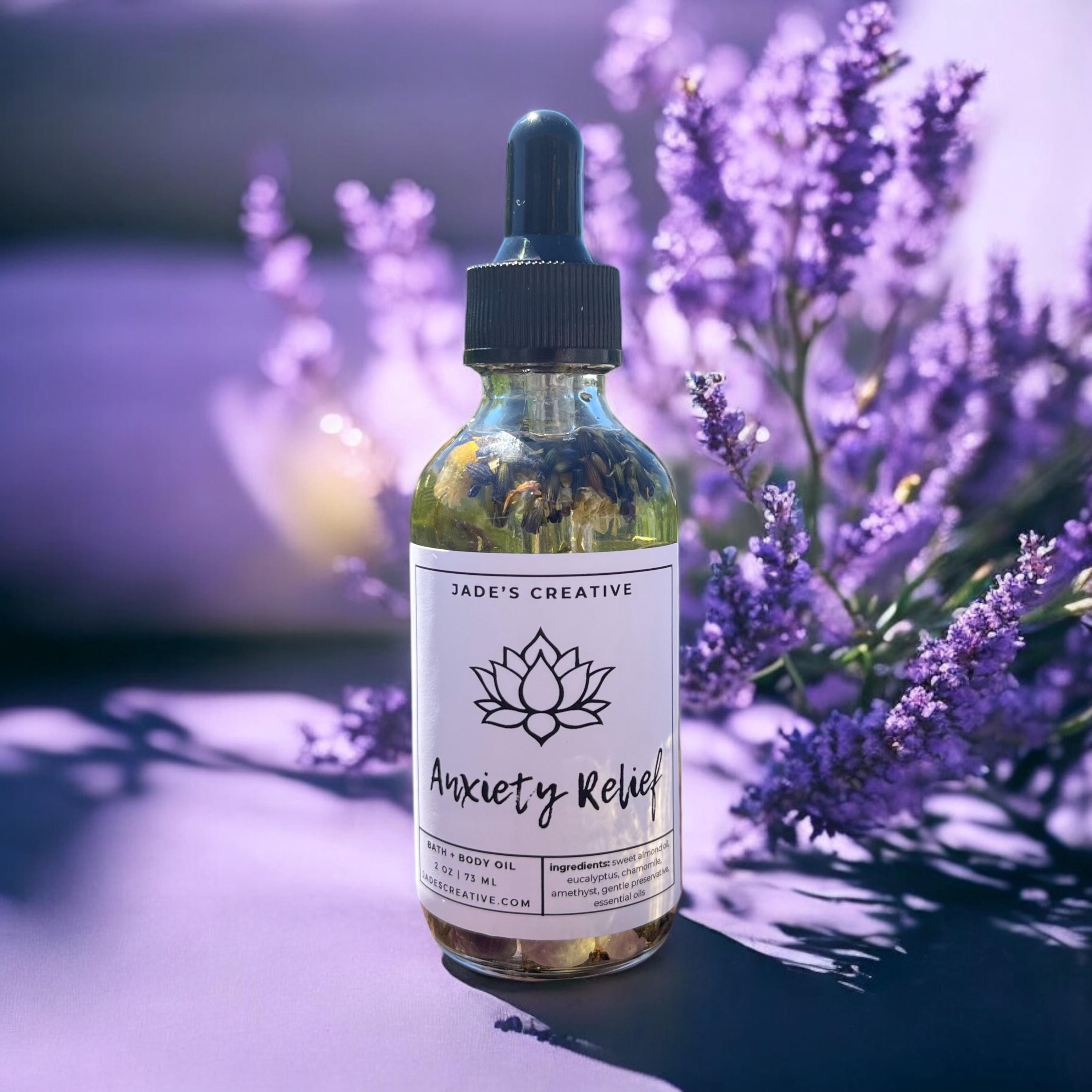 Anxiety Relief Body Oil, Calming All Natural Bath + Body Oil, Crystal ...