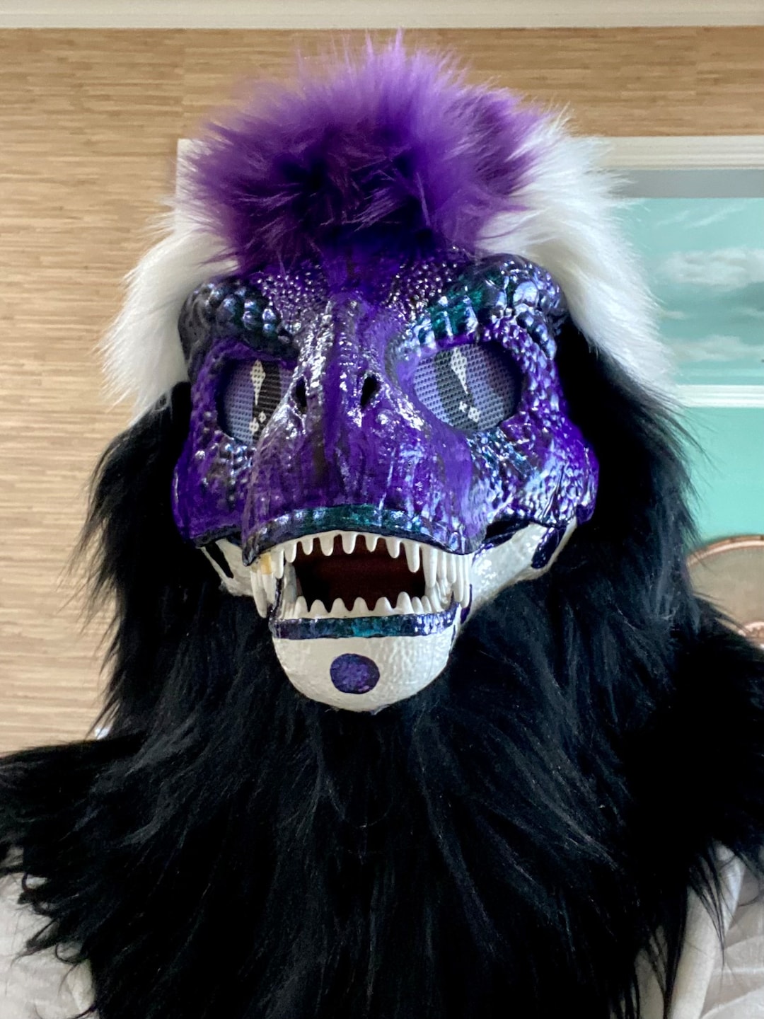 Dino Furry Mask With Matching Nub Tail - Purple Demon. - Etsy