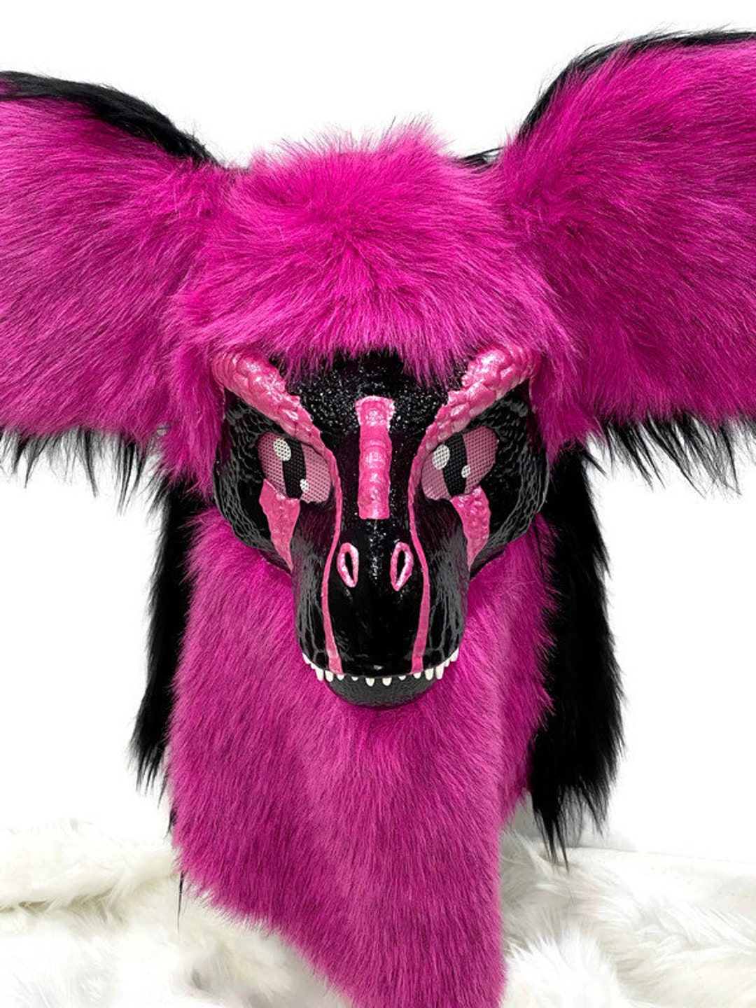 Dino Furry Mask With Matching Nub Tail ONYX. - Etsy