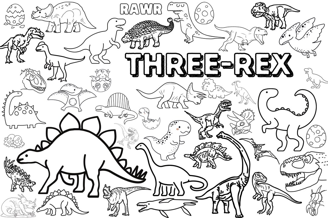 Huge Three Rex Coloring Poster for Kids, Adults for Family Time, Girls ...