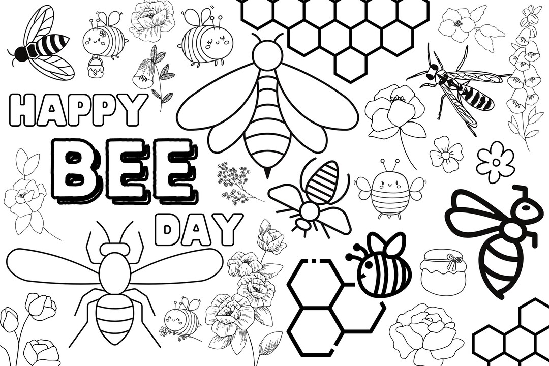 Huge Happy Bee Day Coloring Poster for Kids, Adults -great for Family ...