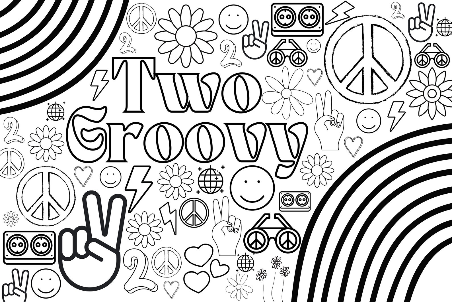 Huge Printed Two Groovy Coloring Poster for Kids, Adults for Family ...