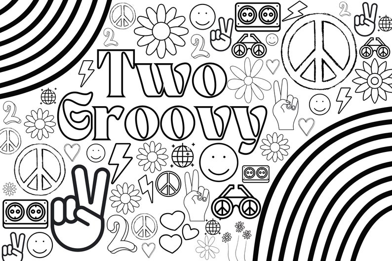Huge Printed Two Groovy Coloring Poster for Kids, Adults for Family ...
