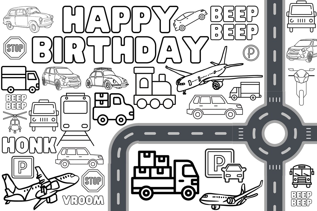 Huge Transportation Coloring Poster for Kids, Adults great for Family ...