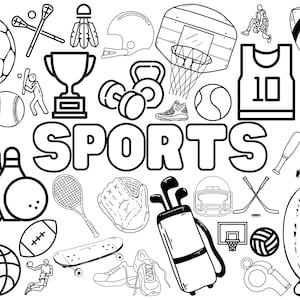 Huge Sports Coloring Poster for Kids, Adults great for Family Time ...