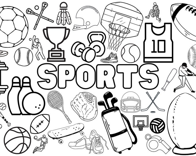 Huge Sports Coloring Poster for Kids, Adults -great for Family Time ...