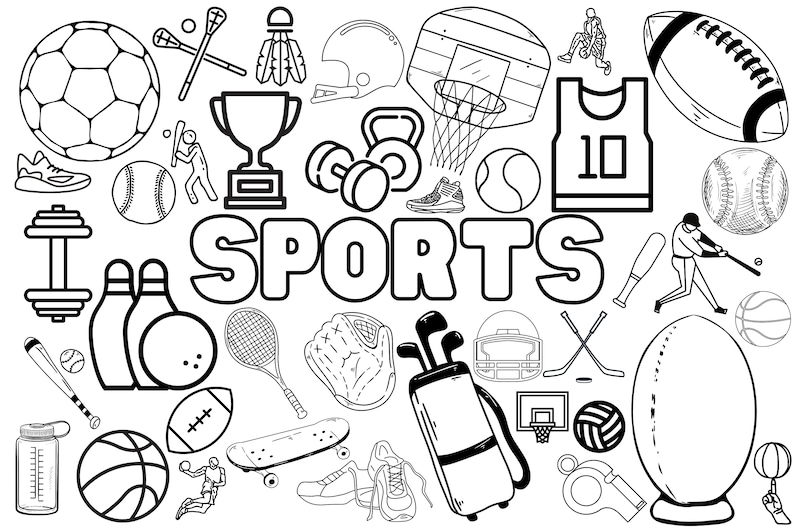 Huge Sports Coloring Poster for Kids, Adults great for Family Time ...
