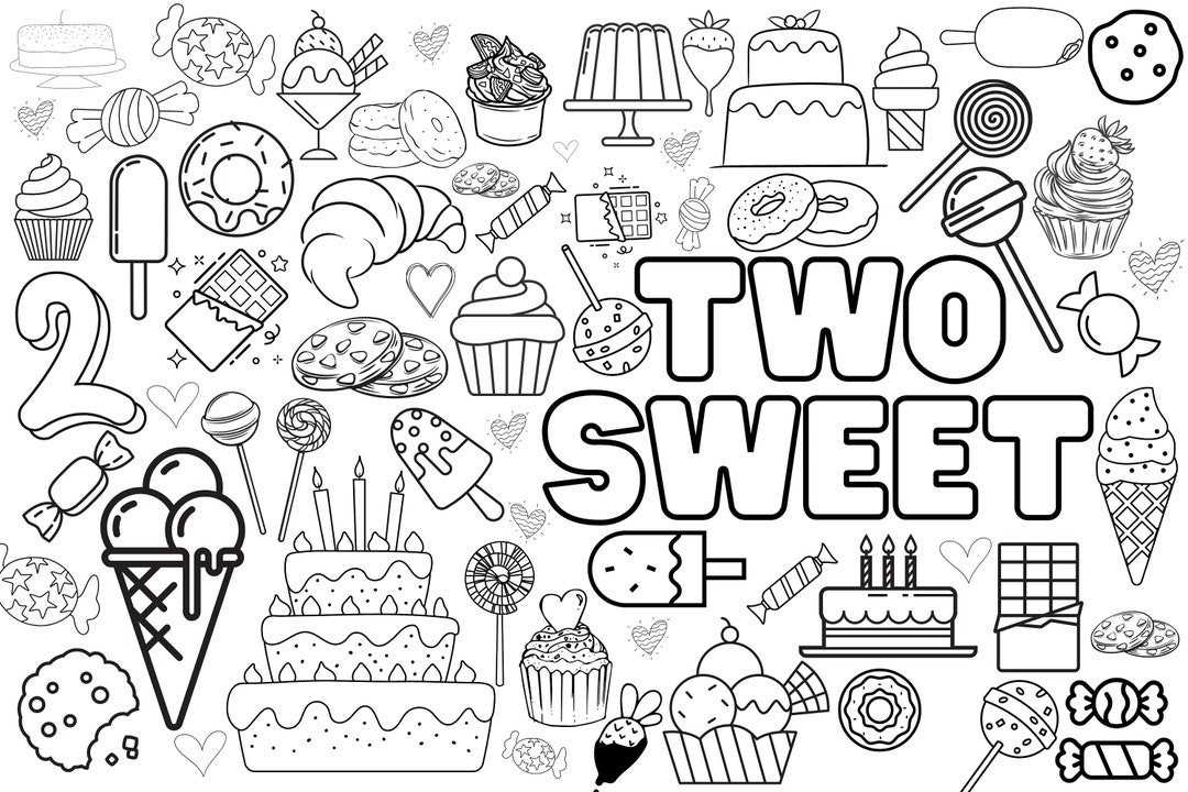 Huge Printed Two Sweet Coloring Poster for Kids, Adults for Family Time ...