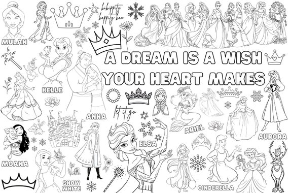 Huge Princess Coloring Poster for Kids Adults great for | Etsy