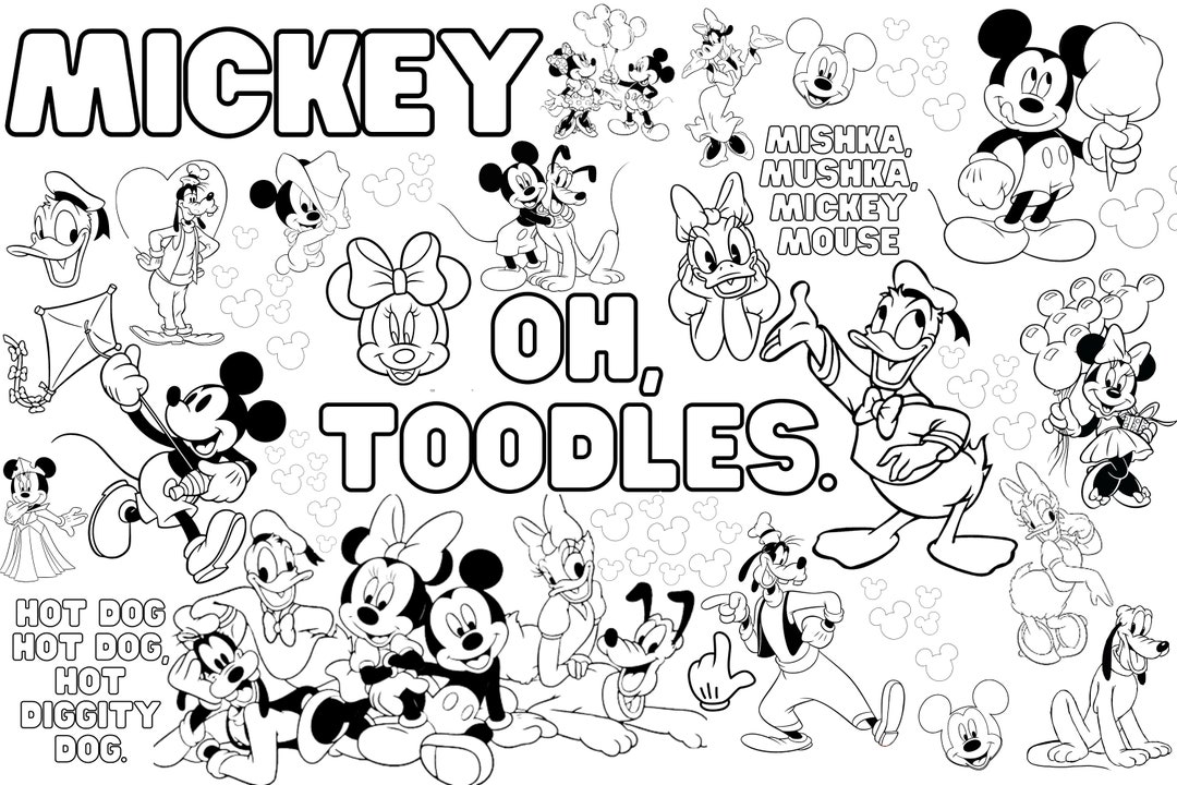 Huge Printed Mickey Coloring Poster for Kids, Adults great for Family ...