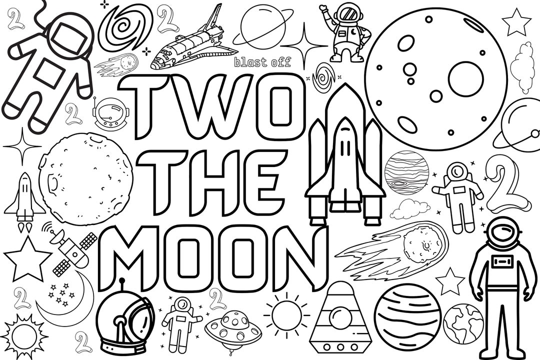 Huge Printed Two the Moon Coloring Poster for Kids, Adults for Family ...