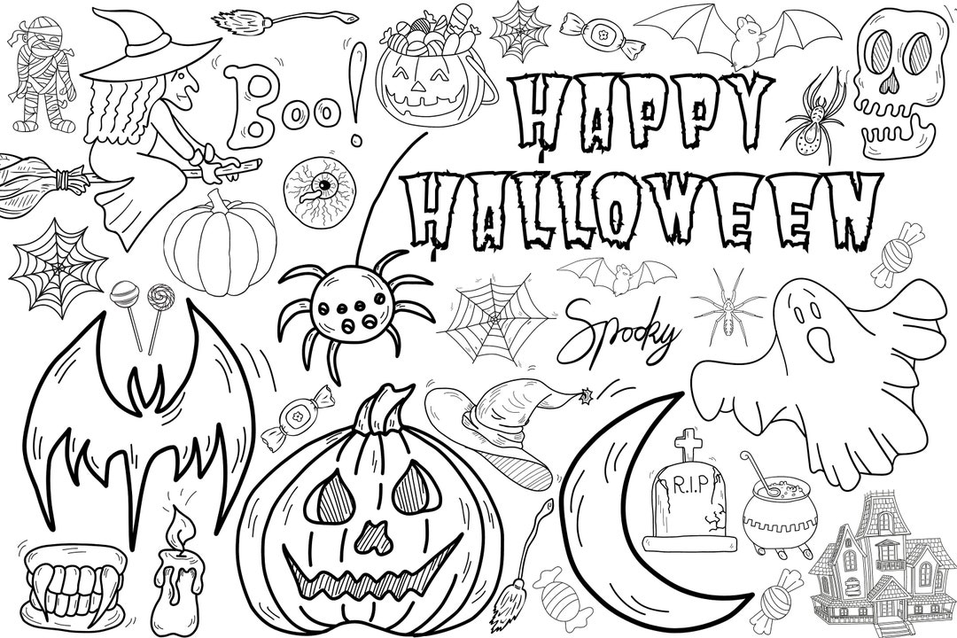 Huge Halloween Coloring Poster for Kids, Adults great for Family Time ...