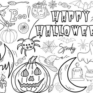 Huge Halloween Coloring Poster for Kids, Adults great for Family Time ...