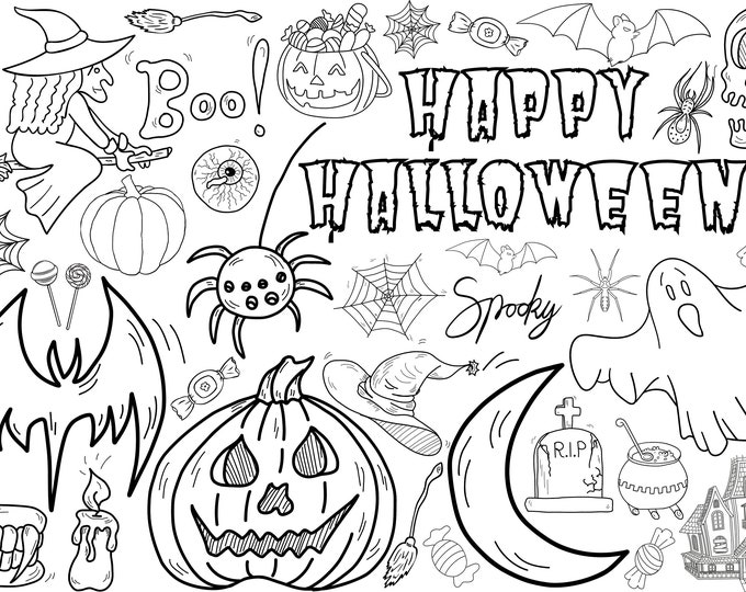 Huge Halloween Coloring Poster for Kids, Adults -great for Family Time ...