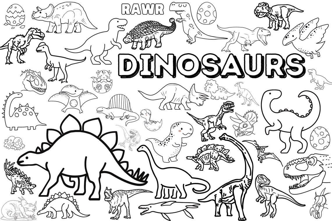 Huge Dinosaur Coloring Poster for Kids Adults great for - Etsy