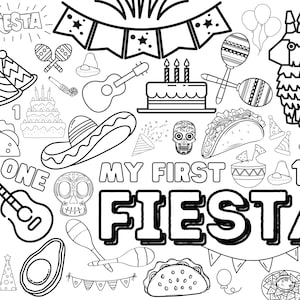 Huge First Fiesta Coloring Poster for Kids, Adults great for Family ...