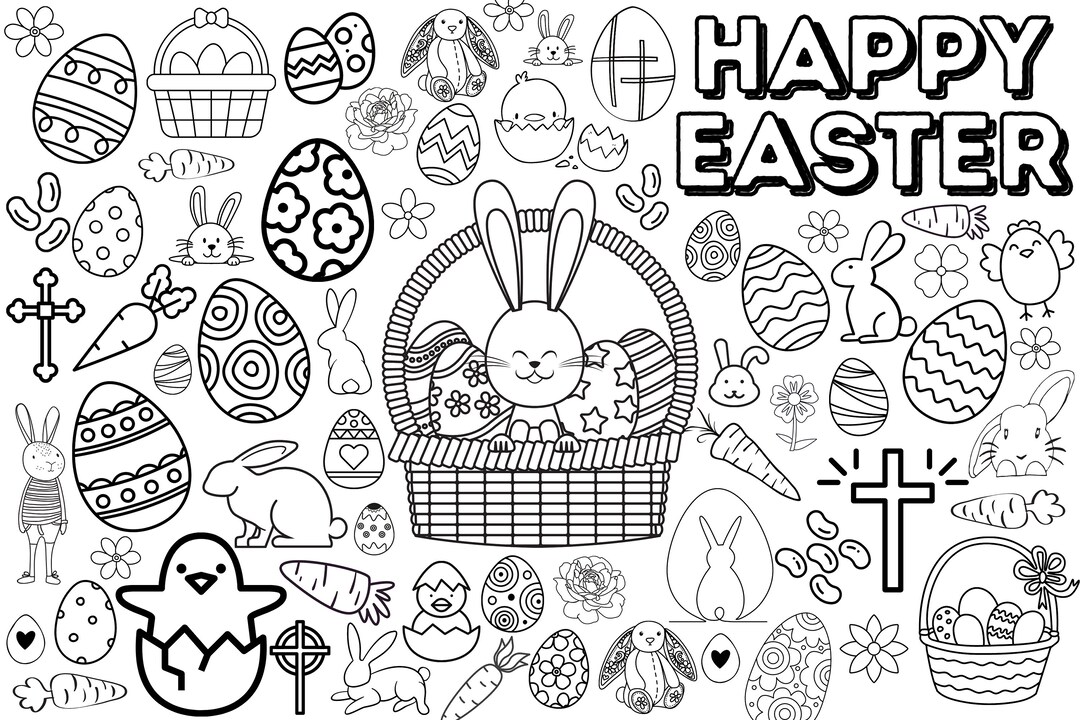 Huge Easter Coloring Poster for Kids, Adults great for Family Time ...