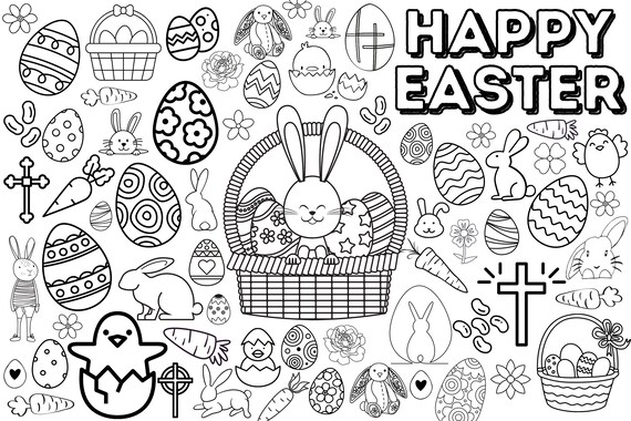 Huge Easter Coloring Poster for Kids Adults great for Family | Etsy