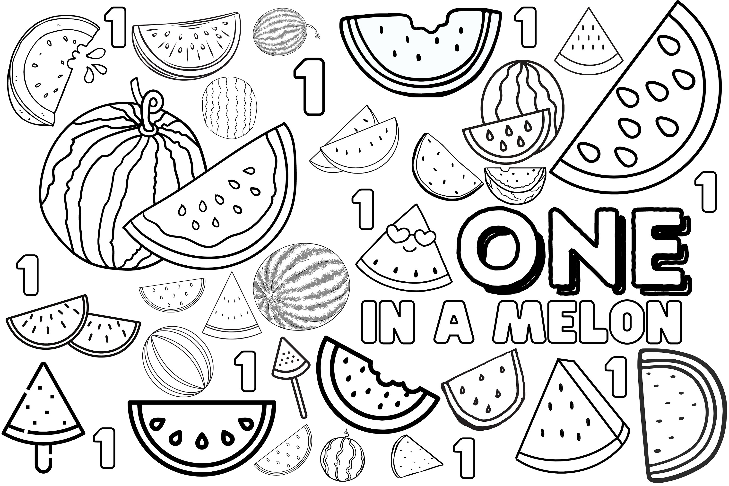 Huge One in a Melon Coloring Poster for Kids, Adults great for Family ...