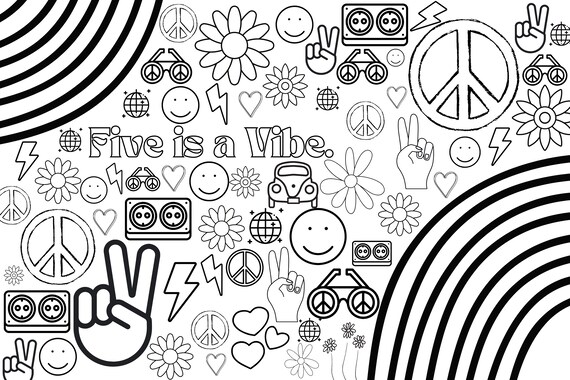 Huge Five is a Vibe Coloring Poster for Kids Adults for - Etsy