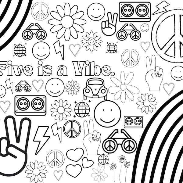 Five is a Vibe Coloring - Etsy