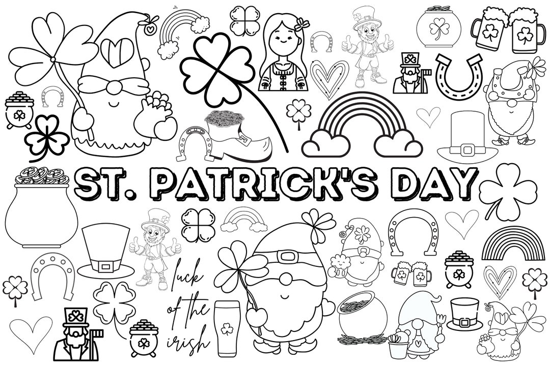 Huge St Patricks Day Coloring Poster for Kids, Adults great for Family ...
