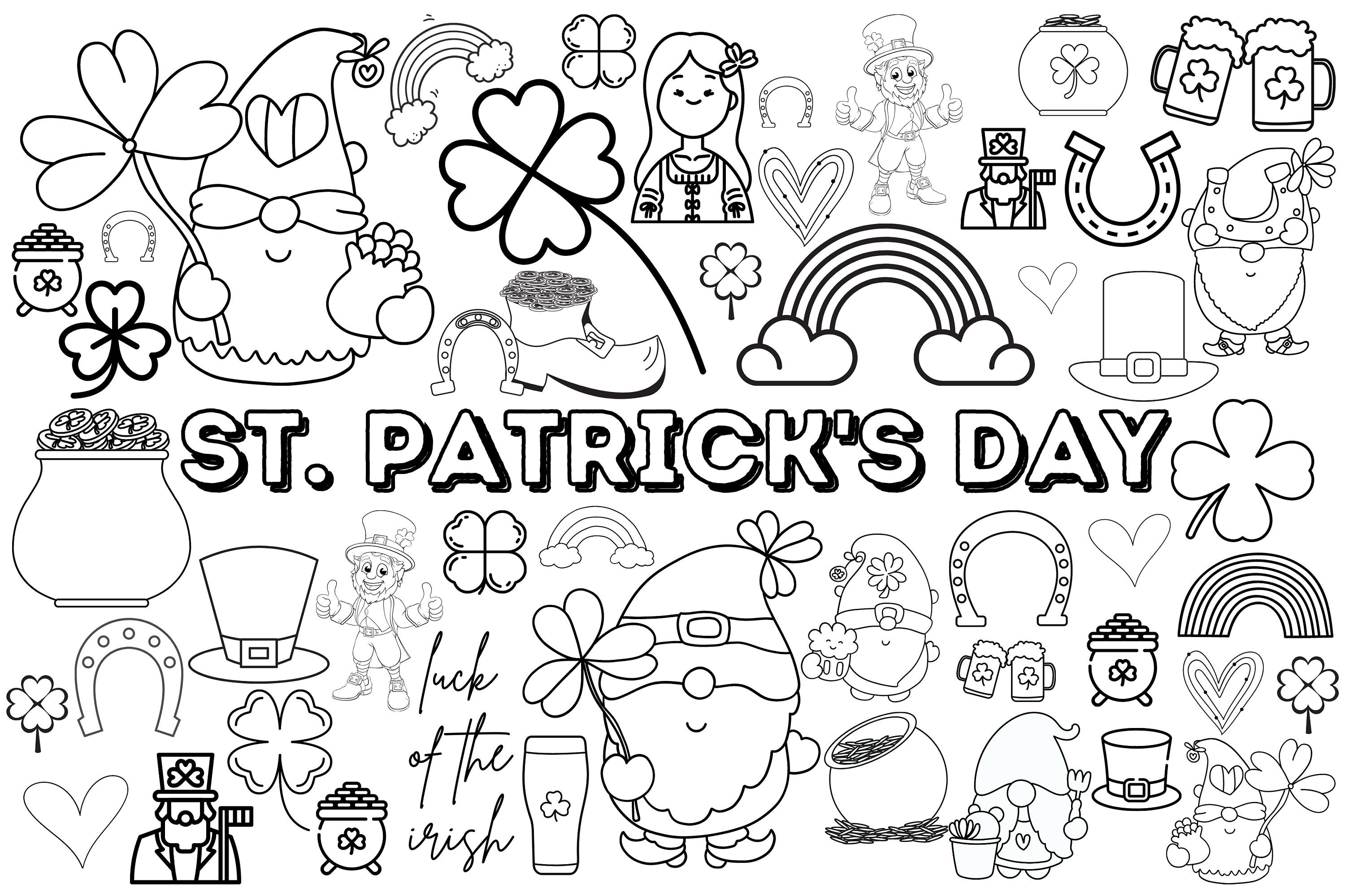 Huge St Patricks Day Coloring Poster for Kids, Adults great for Family ...